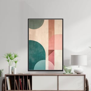 Abstract Geometric Shapes Poster, Modern Minimalist Wall Art, Colorful ...