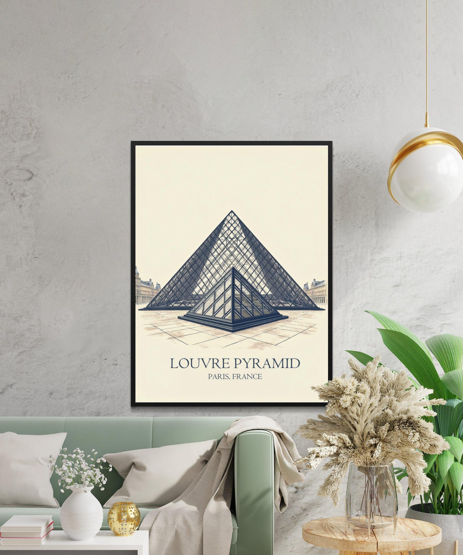 Louvre Pyramid Digital Art Print, Paris France Iconic Landmark, High ...