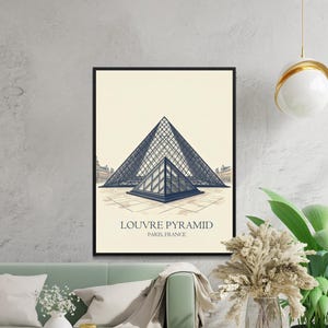 Louvre Pyramid Digital Art Print, Paris France Iconic Landmark, High ...