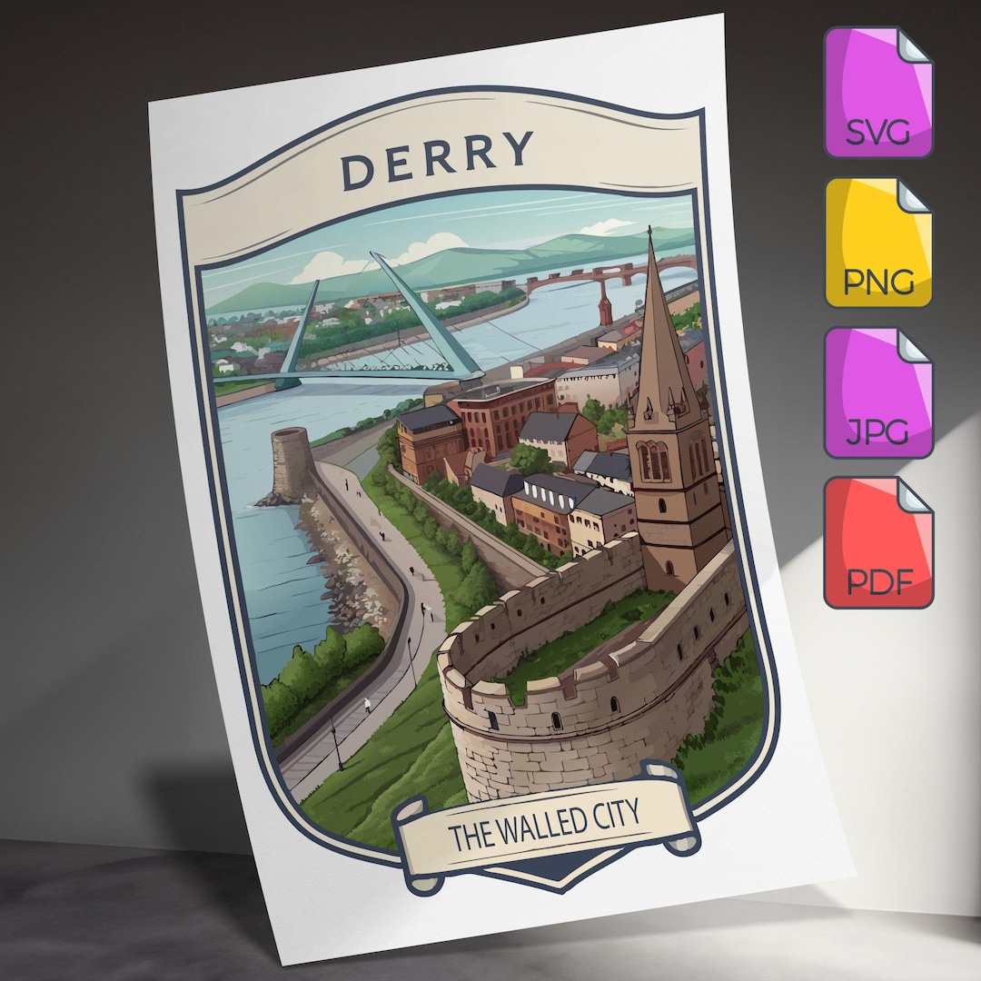 Derry Wall Art Print, the Walled City Digital Download, Stunning Irish ...