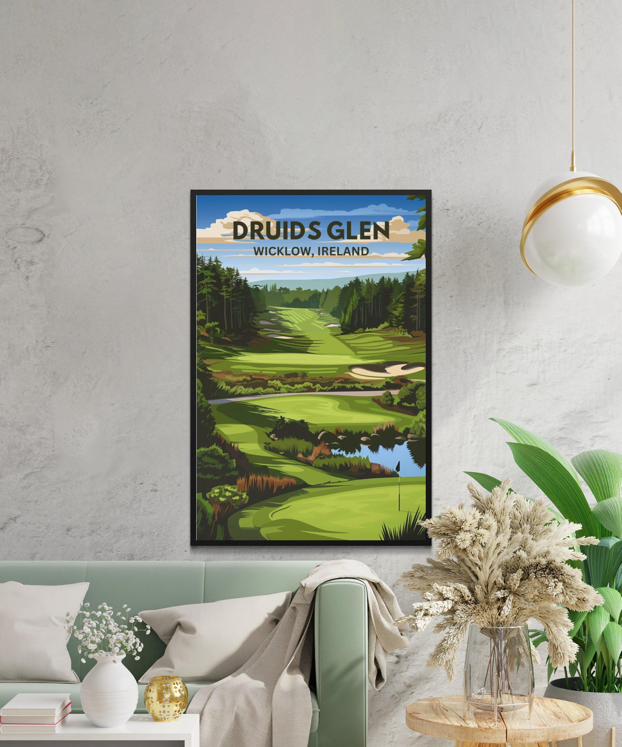 Golf Course Illustration, Scenic Golf Course Art, Wicklow Ireland Print ...