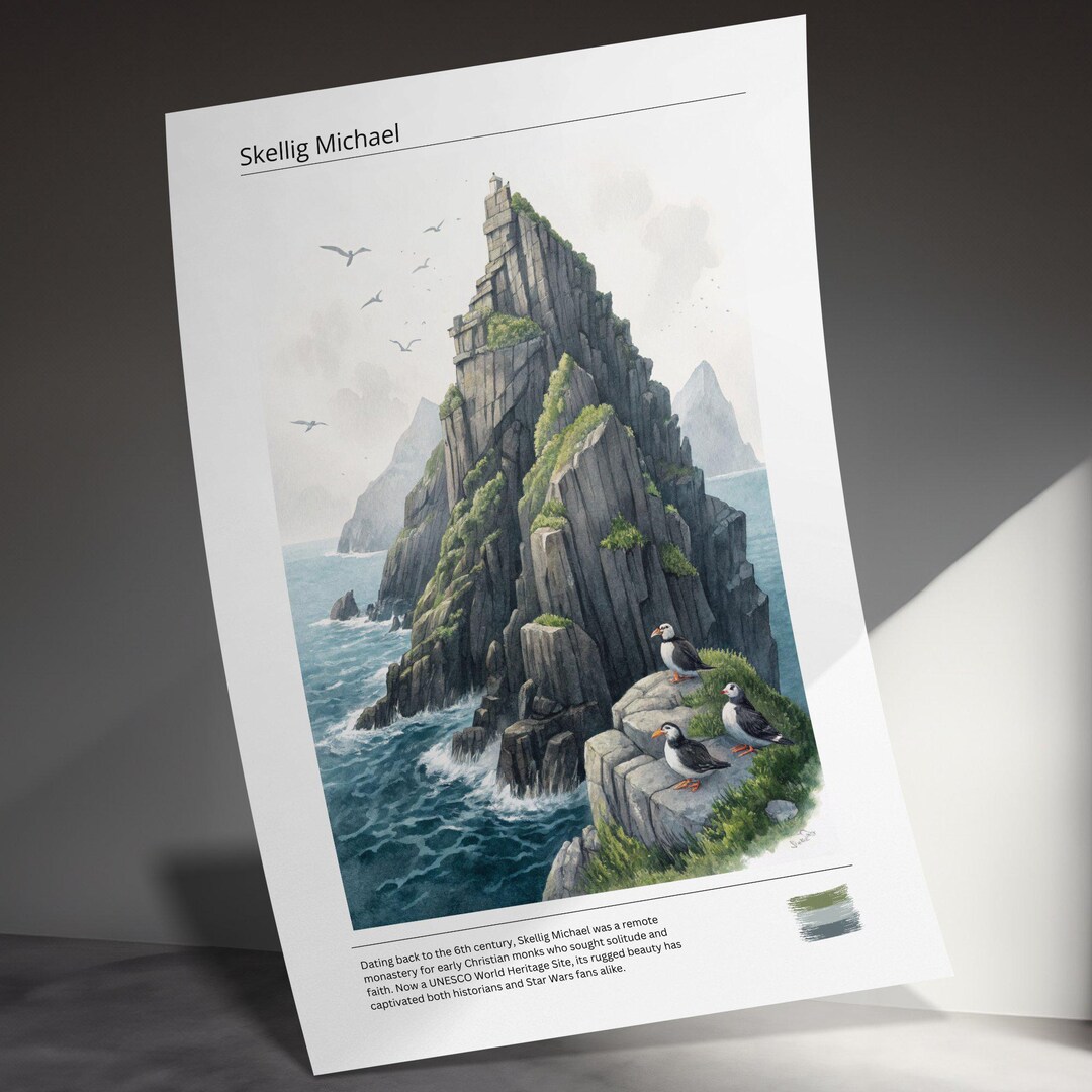 Skellig Michael Print, Irish Landmark Poster, High Quality Wall Art ...