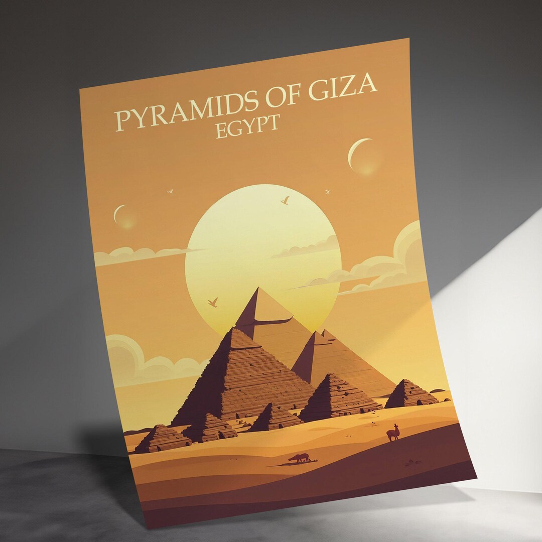 Pyramids of Giza Digital Print, Egypt Wall Art, Sunset Pyramid ...