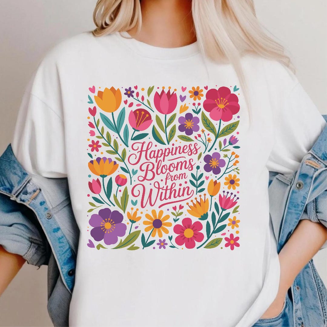 Positive Boho Floral Quote PNG, Happiness Blooms From Within, Flowers ...