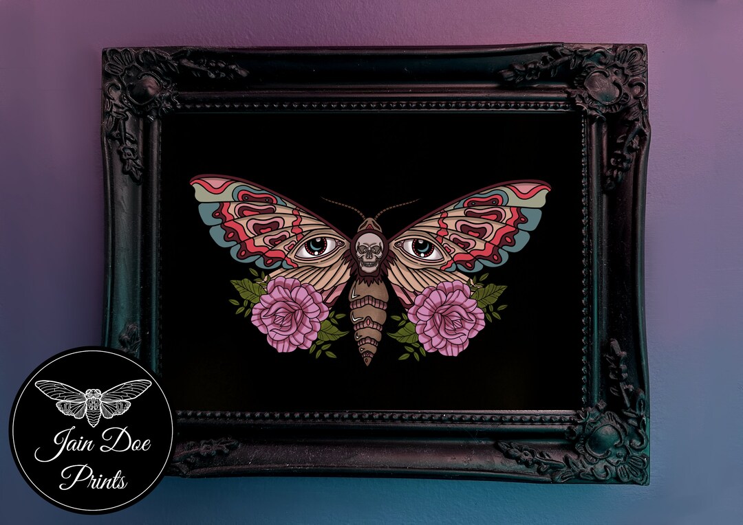 Death Moth, Cicada Moth, Print, Floral Prints, Bold Prints, Gothic ...
