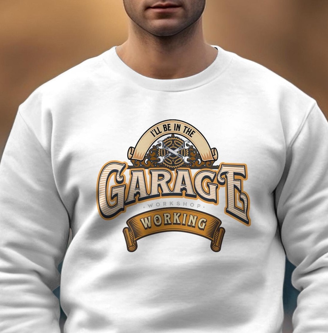 Vintage Garage Logo Sweatshirt, Classic Car Enthusiast Workshop Working ...