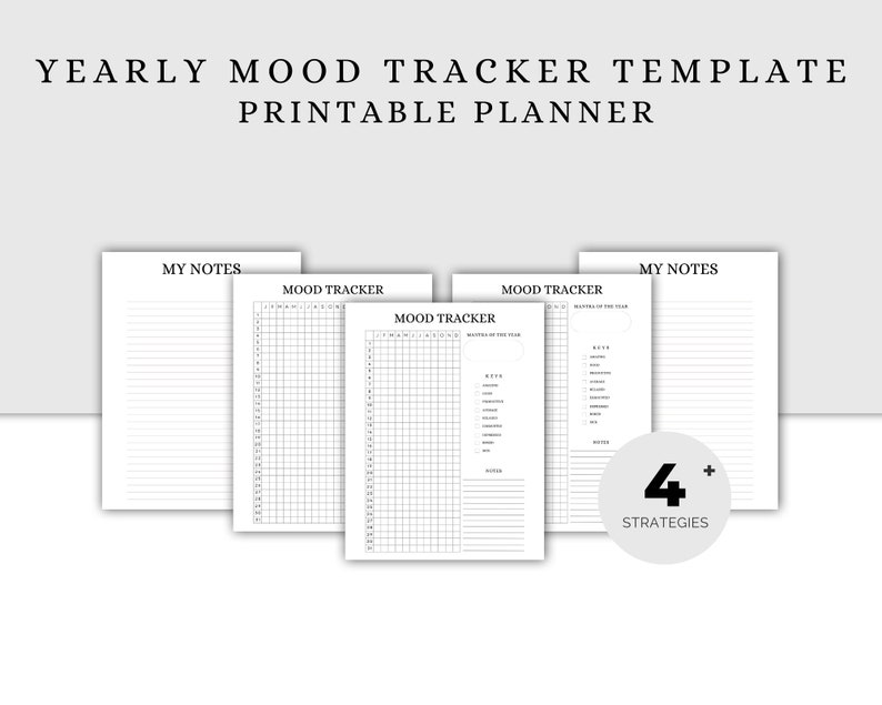 Yearly Mood Tracker Planner Template Printable Mood Tracker for Daily ...