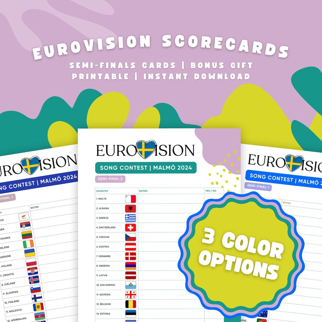 Printable Eurovision Song Contest 2024 Bundle Digital Semi-finals ...