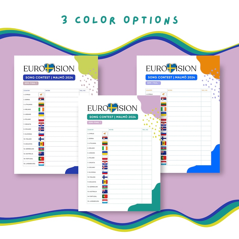 Printable Eurovision Song Contest 2024 Bundle Digital Semi-finals ...