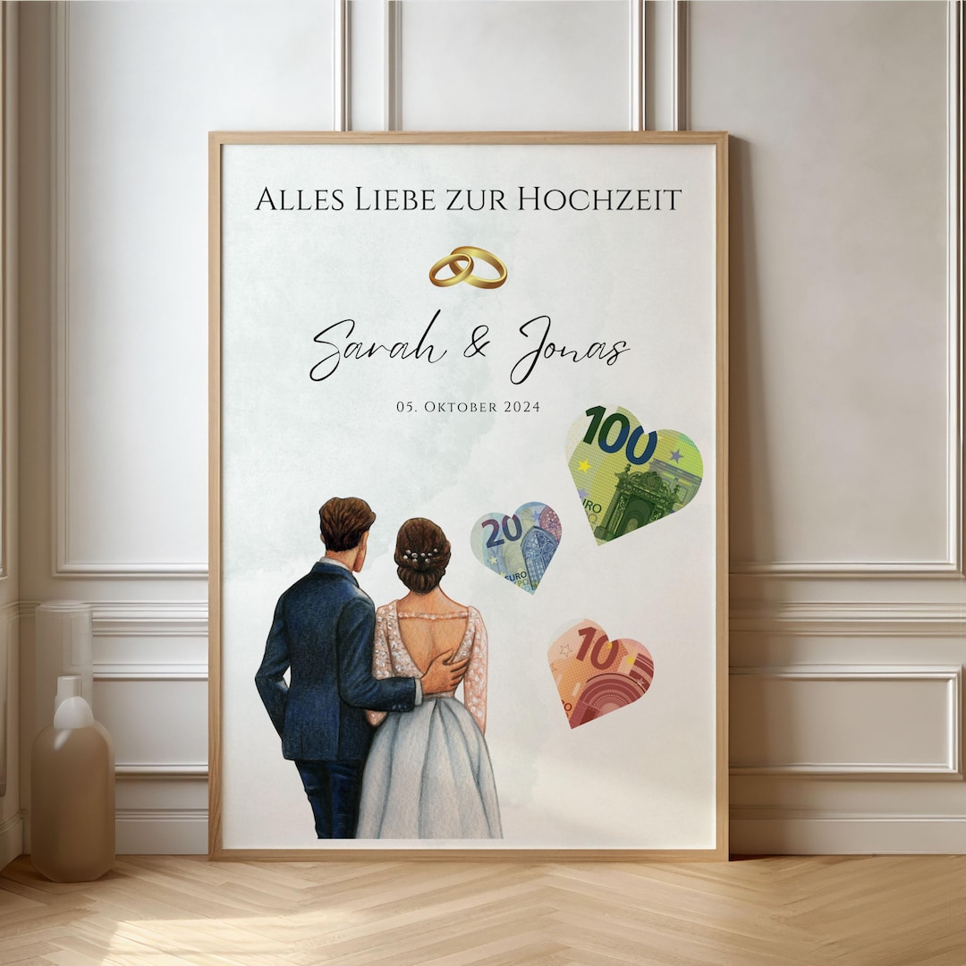 Personalized Money Gift Wedding, Wedding Poster, DIY Gift for the Bride ...