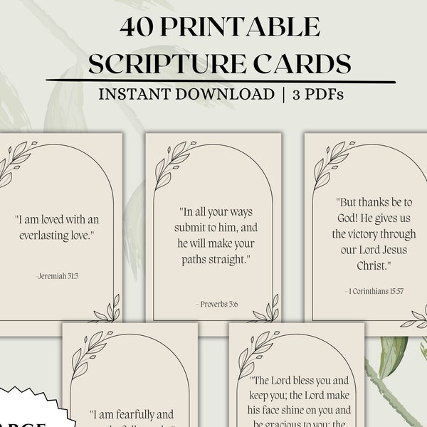 4x6 Printable Bible Scripture Cards, 15 Bible Verse Cards, Scripture ...