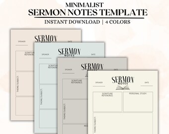 Digital Sermon Note Template/printable Sermon Note Journal/ Sermon Note ...