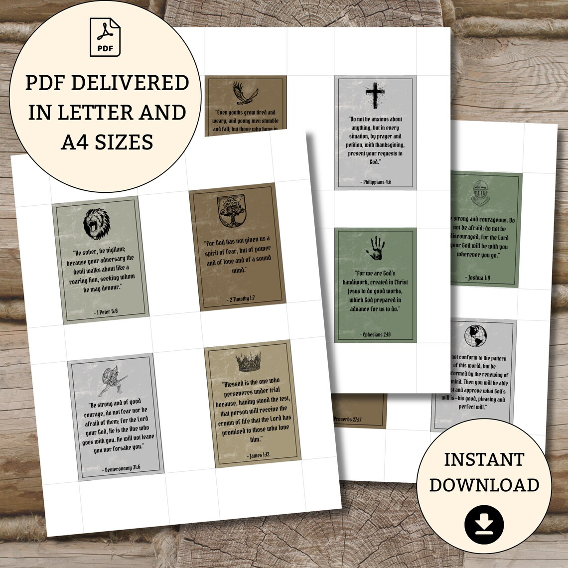 Masculine Scripture Cards,printable Bible Verse Cards, Motivational ...
