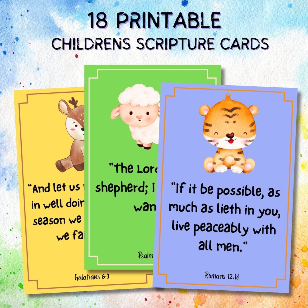 Kids Scripture Cards / Children's Bible Verse Memory Cards / Identity ...