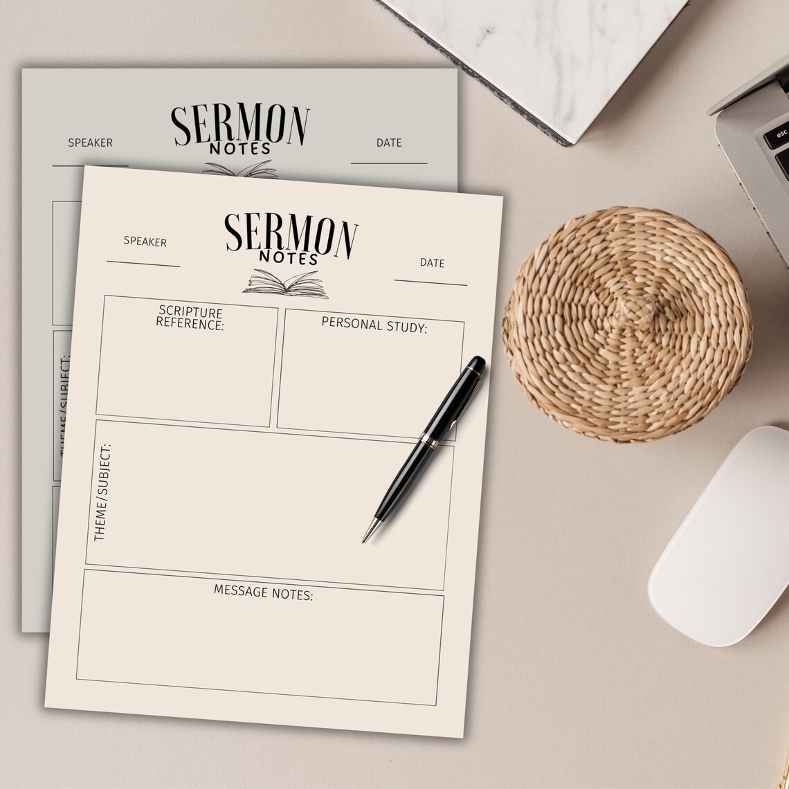 Digital Sermon Note Template/minimalist Sermon Note Journal/ Sermon ...