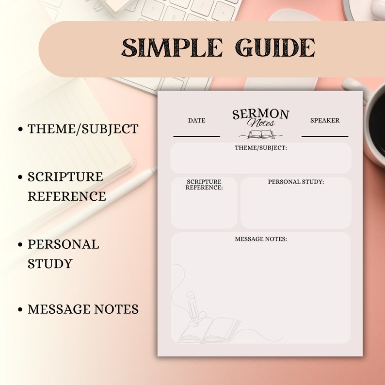 Digital Sermon Note Template/printable Sermon Note Journal/ Sermon Note ...