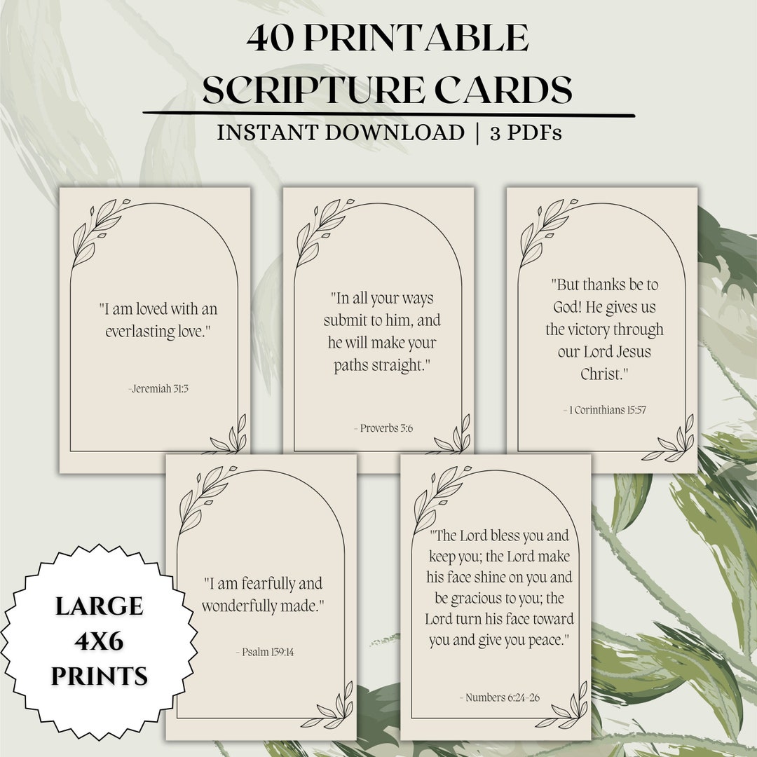 Printable Scripture Cards,4x6 Scripture Cards, Simple Bible Verse Cards ...