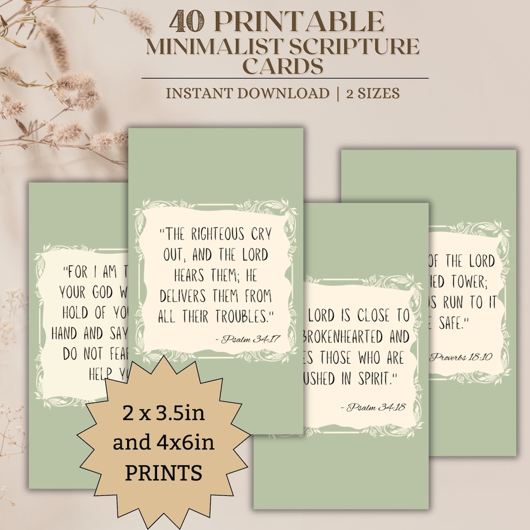Printable Scripture Cards,4x6 Minimalist Scripture Cards, Bible Verse ...