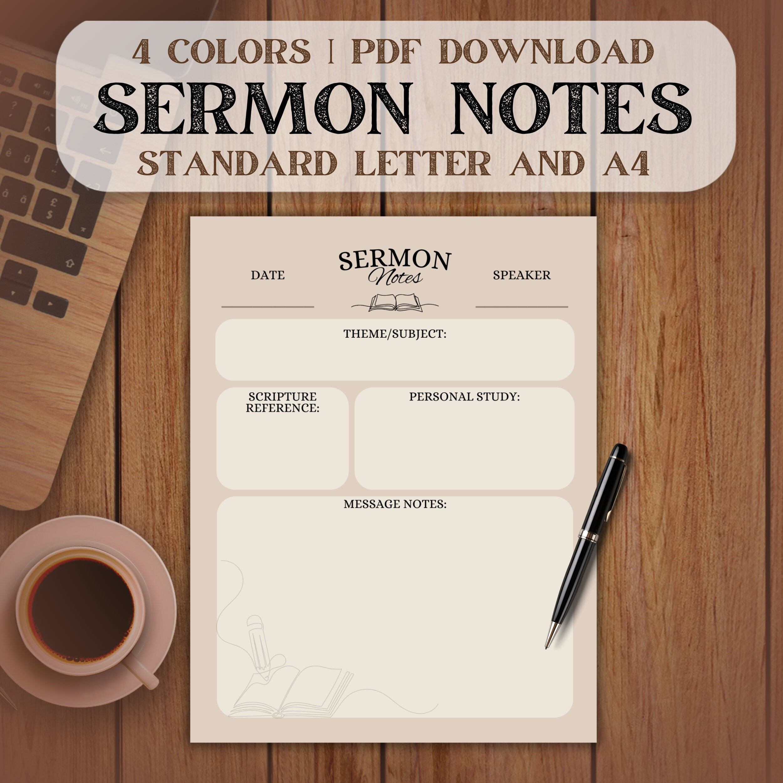 Digital Sermon Note Template/printable Sermon Note Journal/ Sermon Note ...