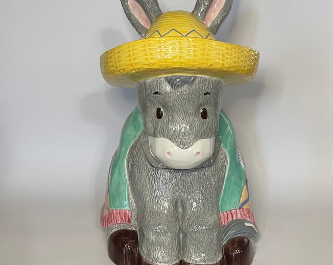 Vintage Pancho Burro Donkey Ceramic Cookie Jar- 1996 Treasure Craft ...