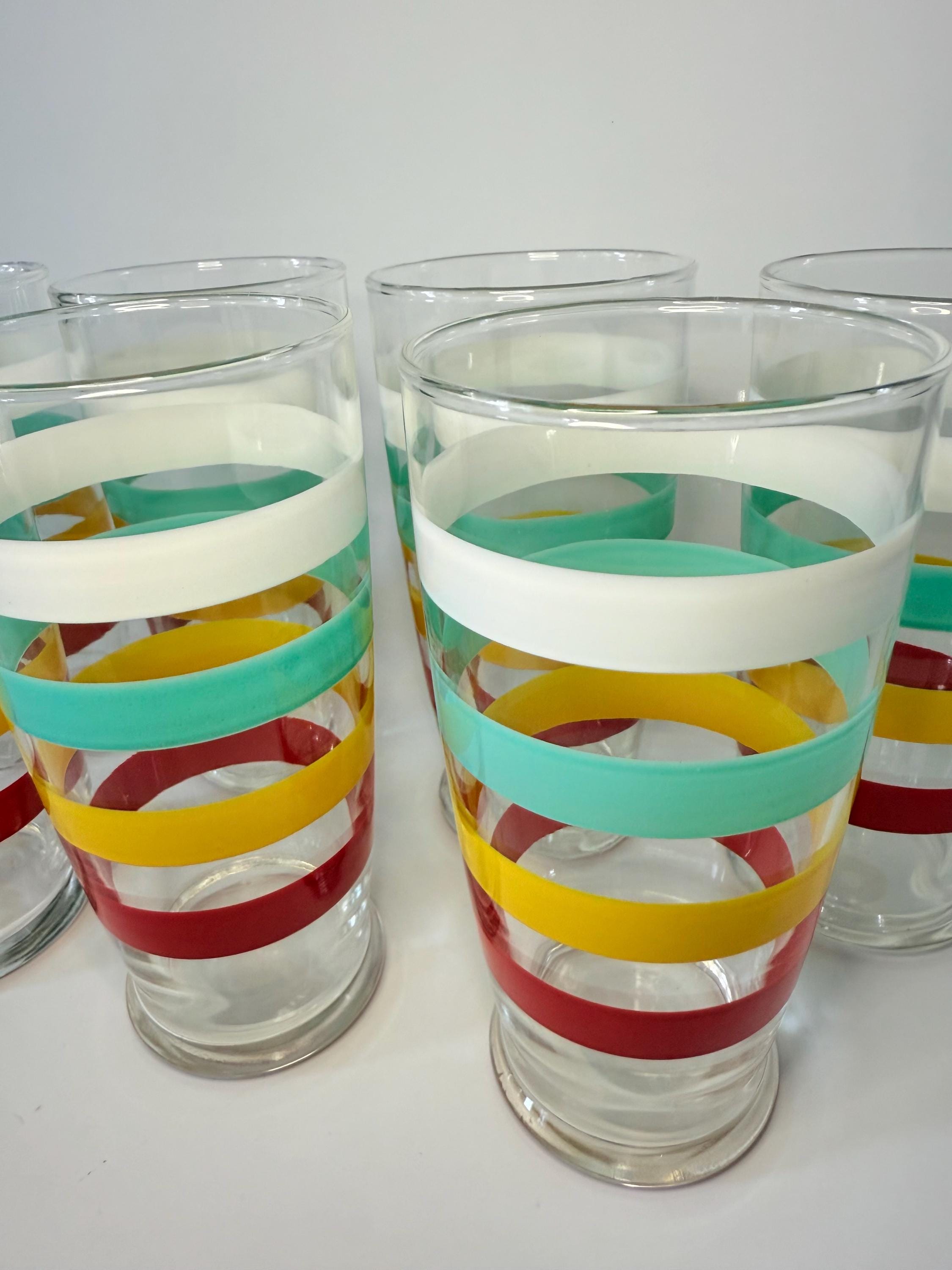 Vintage Fiesta Rainbow Stripe 12 Oz. Tumblers- Set of 4 or 5- MCM ...