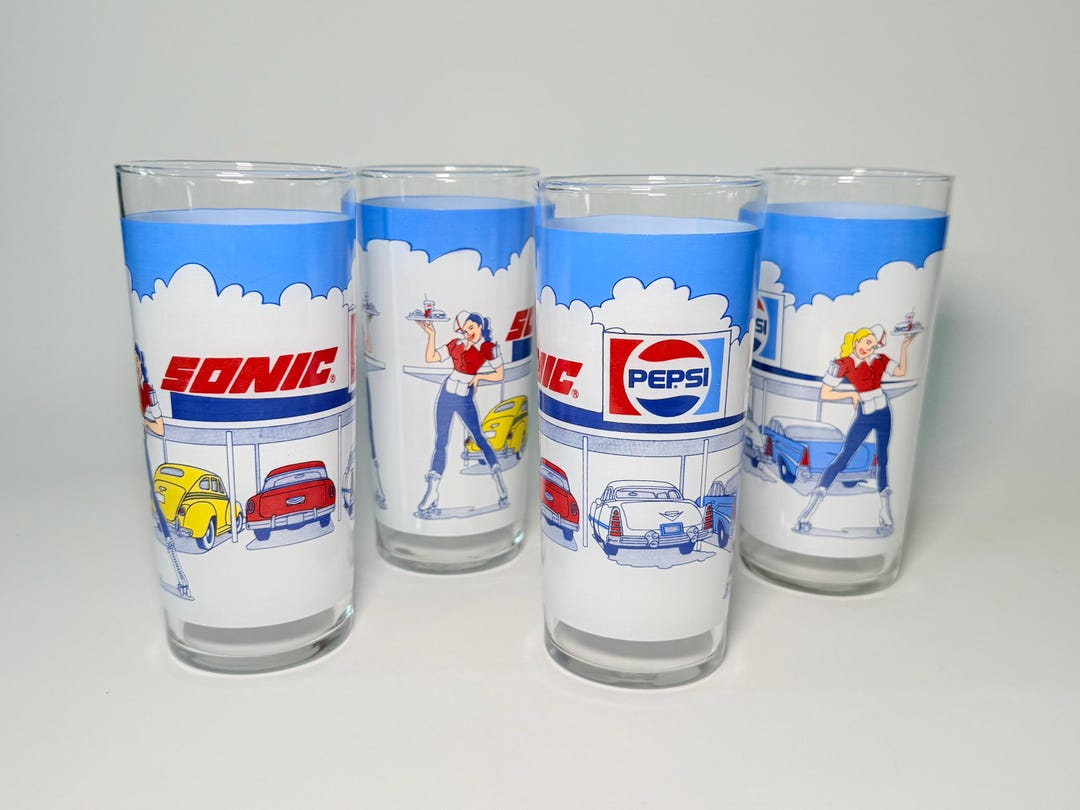 Vintage Sonic Drive-in Restaurant Pepsi Logo Glass Tumblers- Set of 4 ...