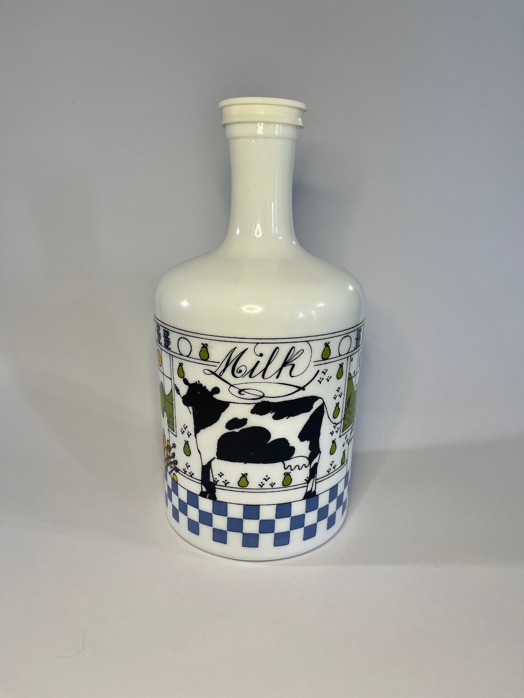 Vintage 1982s White Country Cows Milk Jug- Allan Wood for Lillian ...