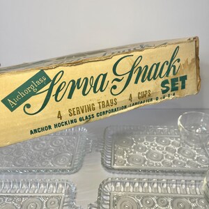 Vintage 1950s Anchor Hocking Glass Colonial Lady Serva-snack Set- 4 ...
