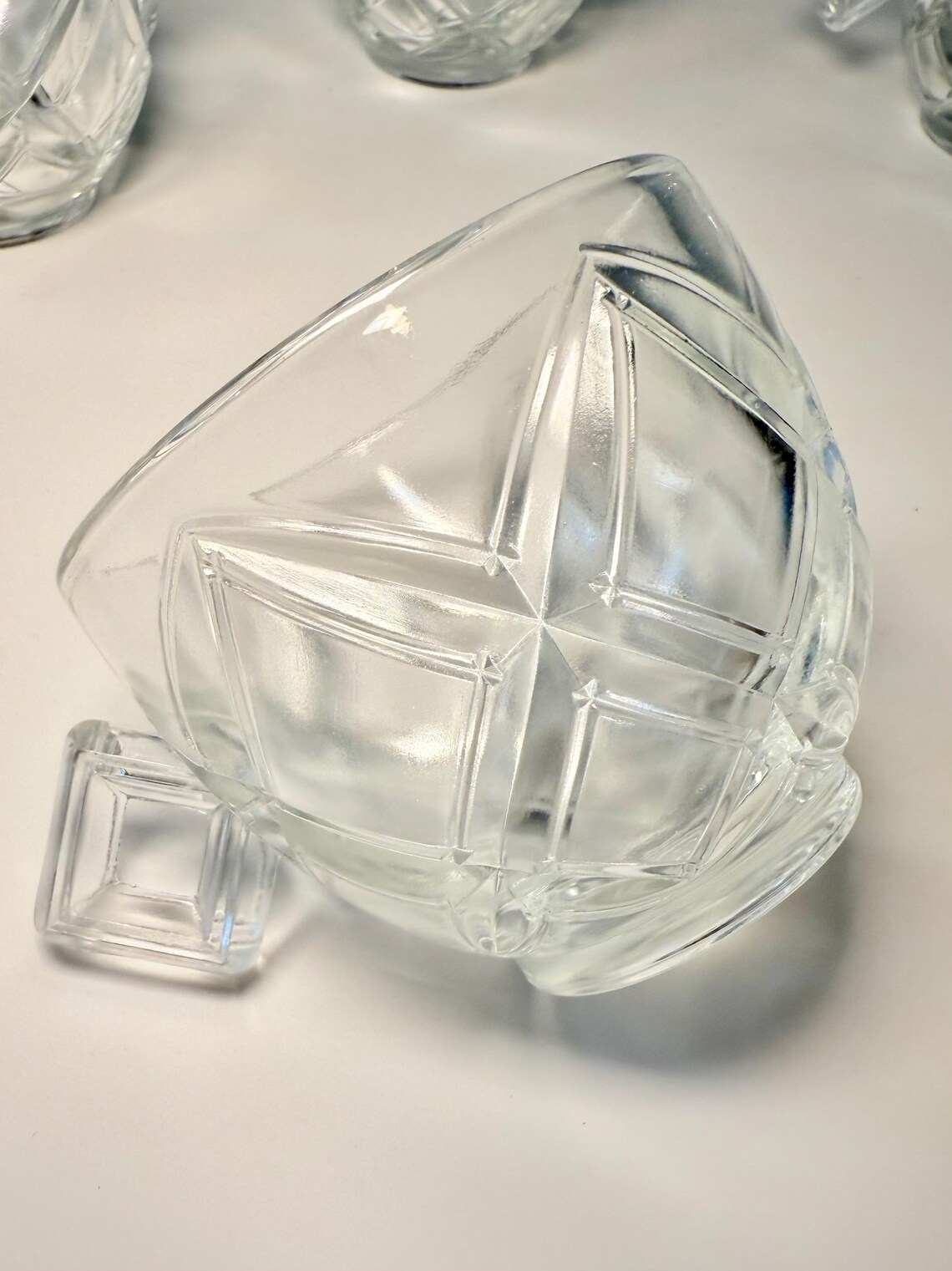 Vintage 1950s Colony Glass Diamond Block Punch Cups- Set of 7- Tea or ...