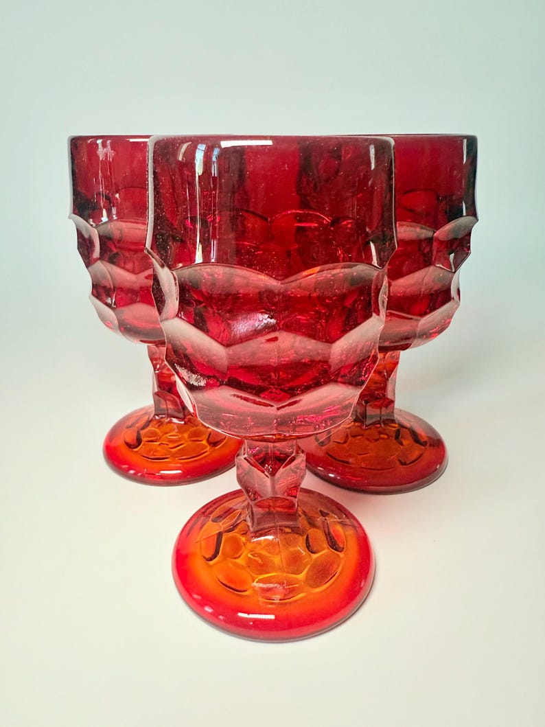 Vintage 1950s Viking Ruby Red & Amberina Georgian 4oz. Wine Glass ...