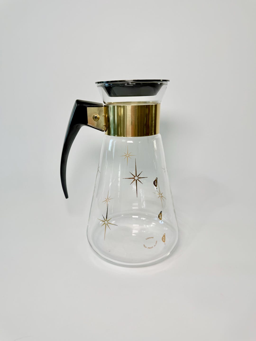 Vintage 1960s Corning Ware Black & Gold Atomic Starburst Glass Coffee ...