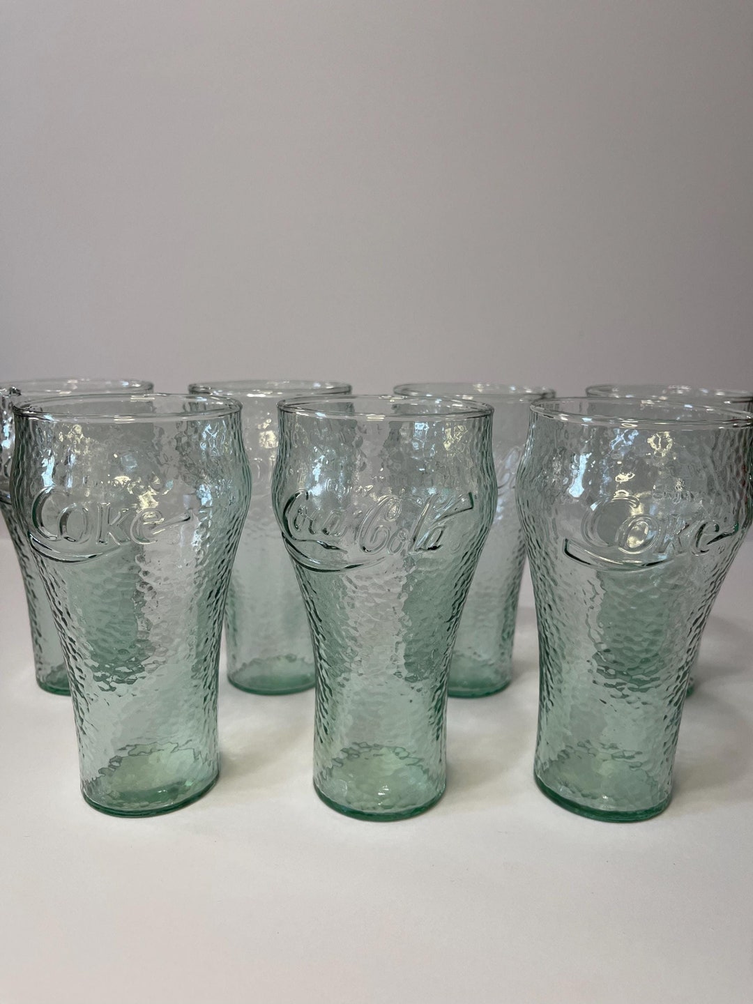 Vintage 1992 Coca-cola "georgia Green" Bell Soda Glasses- Set of 7- New ...