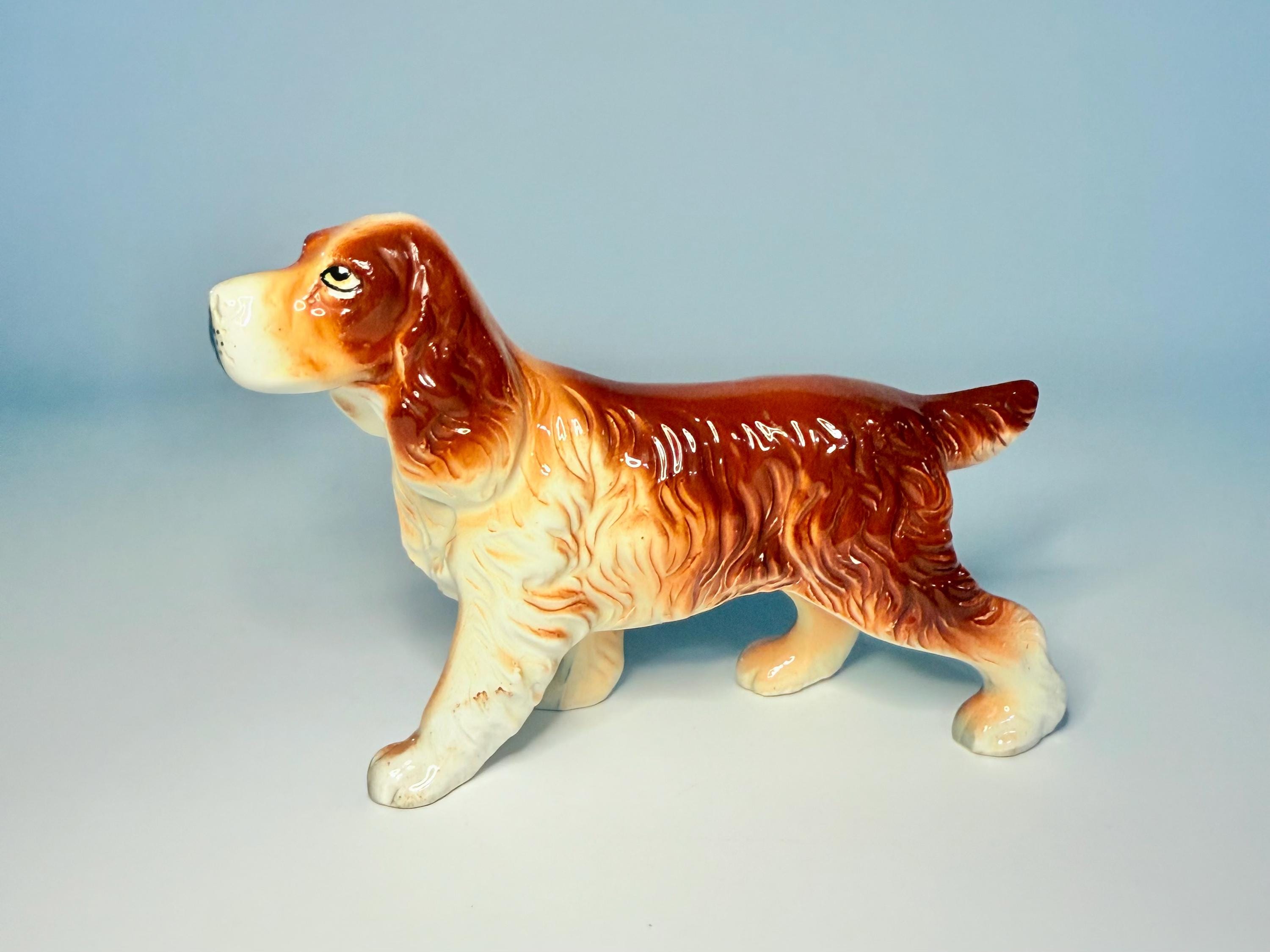 Vintage 1950s Springer Spaniel Porcelain Dog Figurine- Liver & White ...