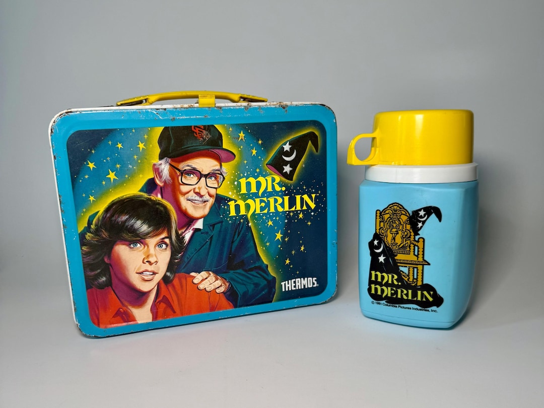 Vintage 1981 Mr. Merlin Metal Lunchbox With Plastic Thermos Included ...