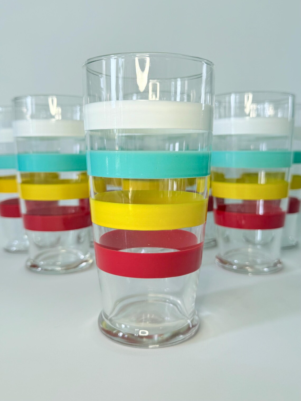 Vintage Fiesta Rainbow Stripe 12 Oz. Tumblers- Set of 4 or 5- MCM ...