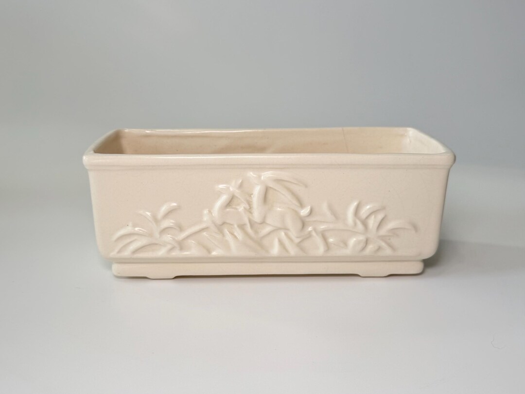 Vintage 1940s Mccoy Jumping Deer Ivory White Ceramic Fernery Planter ...