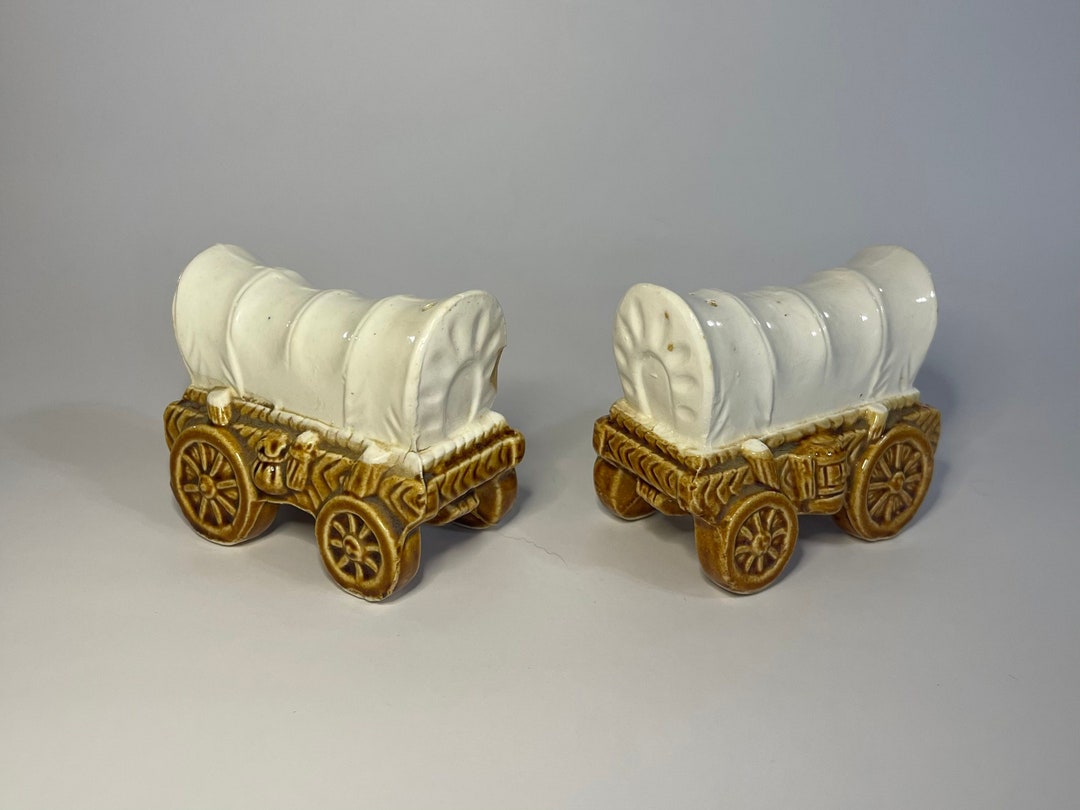 Vintage Old West Covered Wagon Salt & Pepper Shaker Set- Western ...