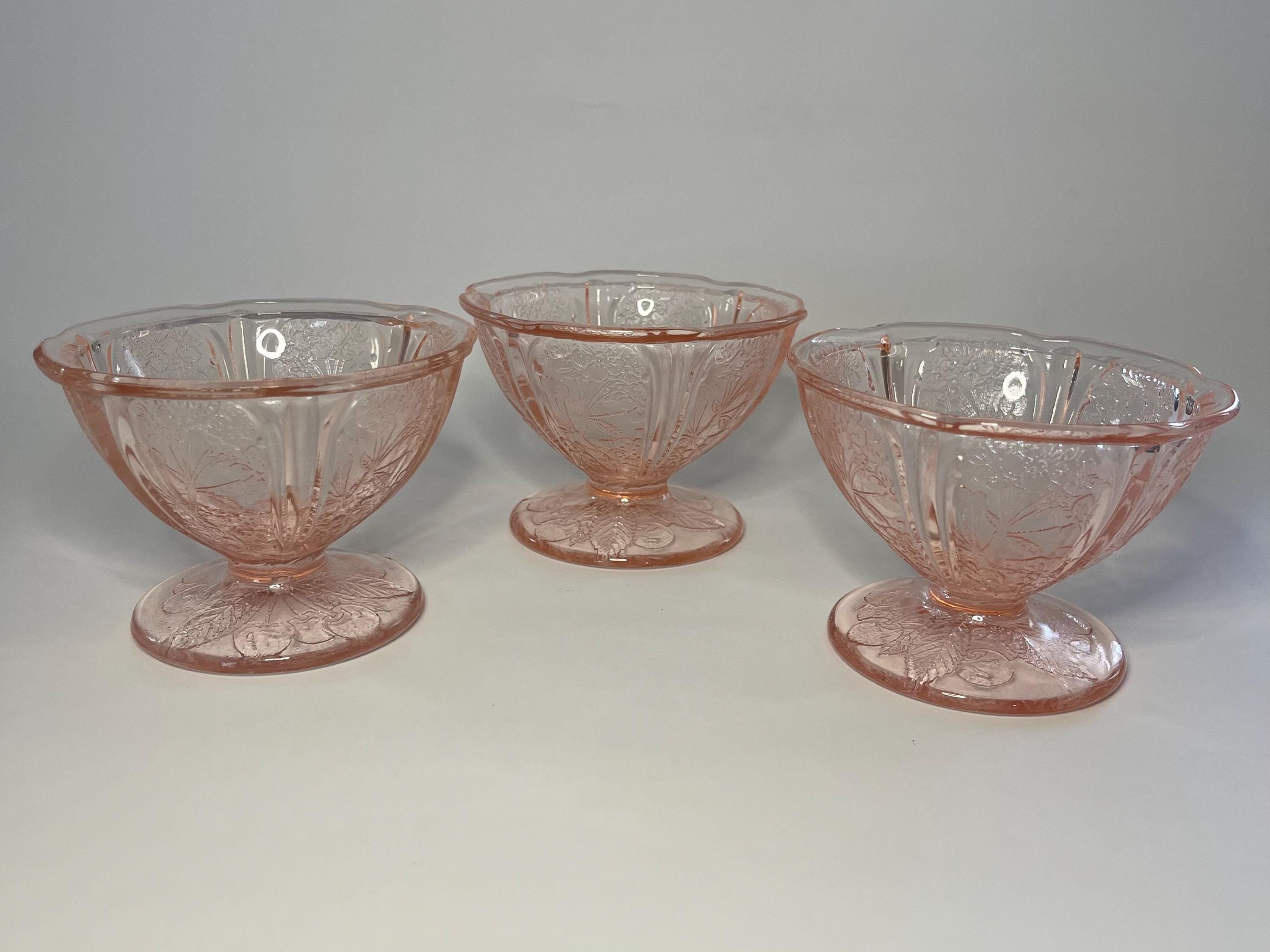 Vintage Pink Cherry Blossom Pattern Champagne or Short Sherbet Glasses ...