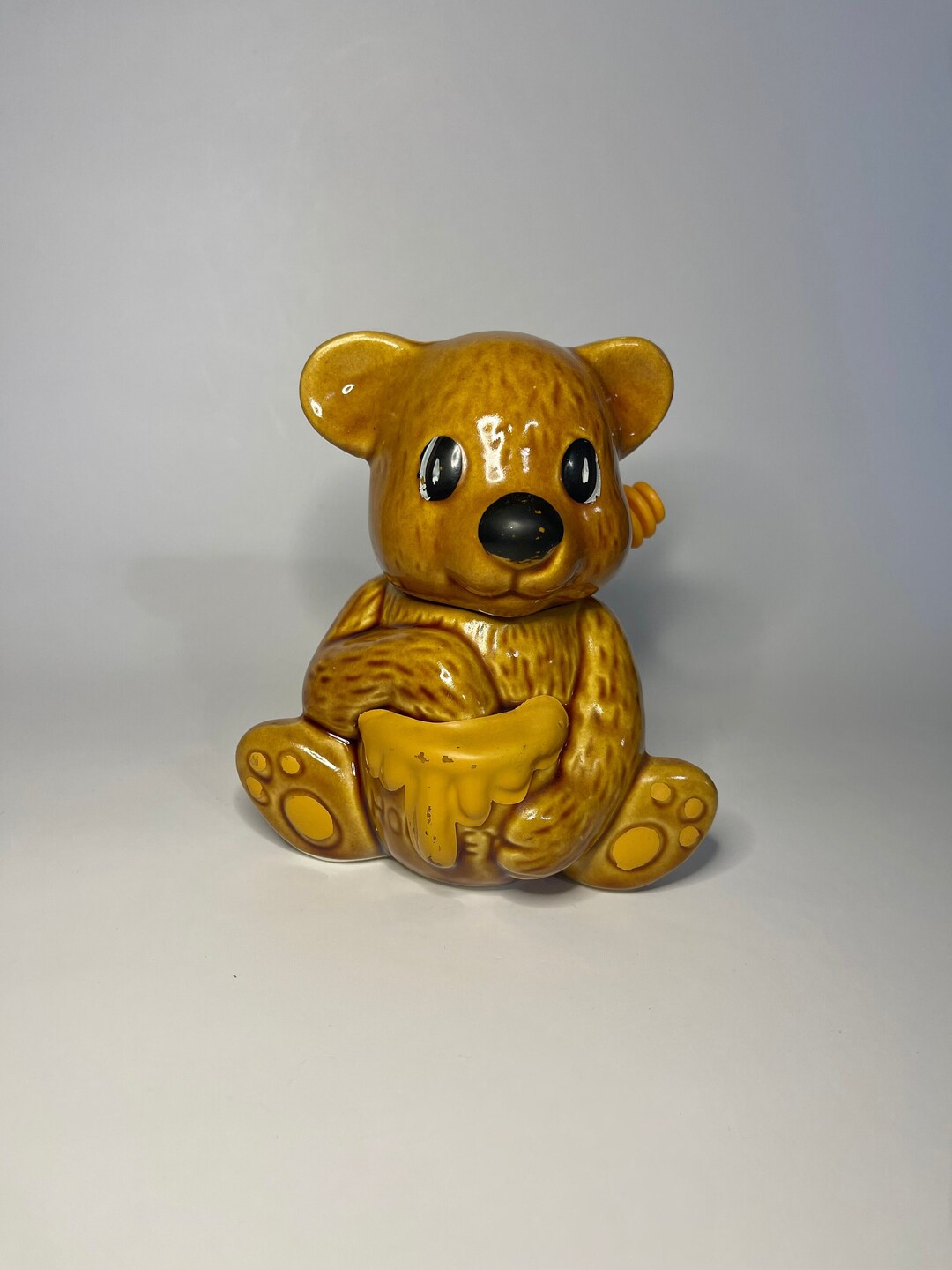 Vintage Ceramic Honey Bear & Pot Jar With Original Honey Dipper ...