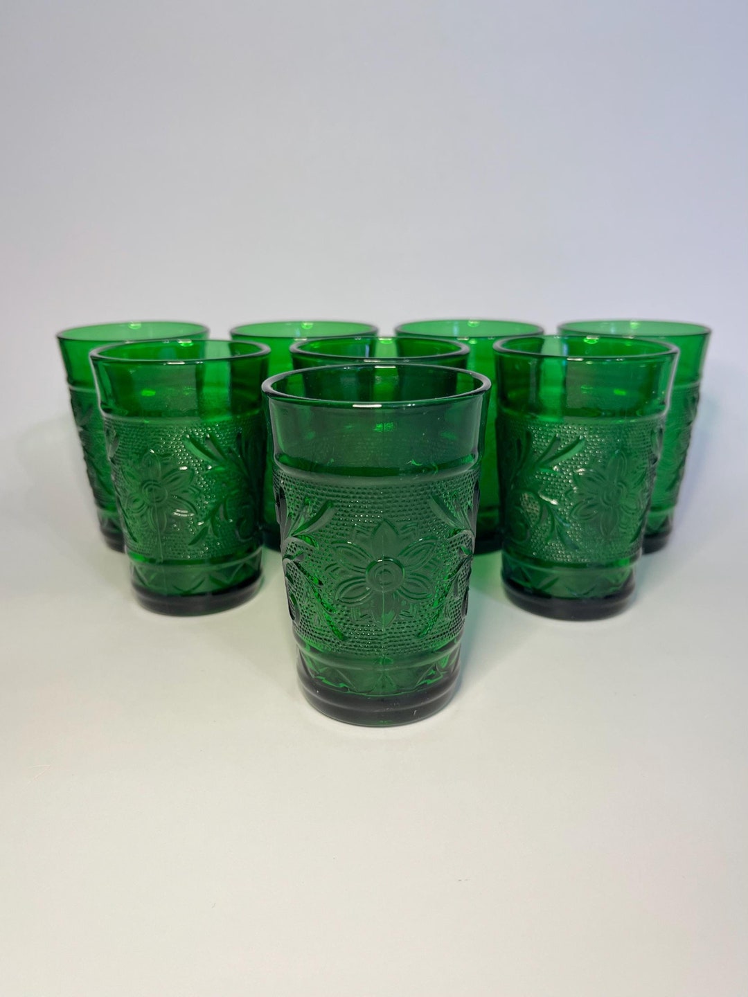 Vintage Anchor Hocking Forest Green Sandwich Pattern 5 Oz. Juice ...