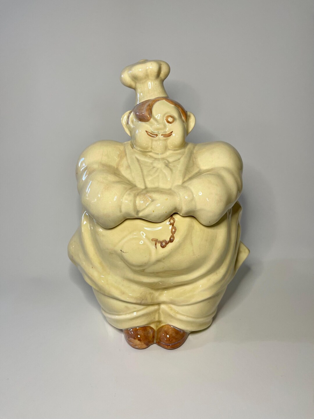 Vintage 1940s Red Wing Chef Pierre Cookie Jar- Tan and Brown-ceramic ...