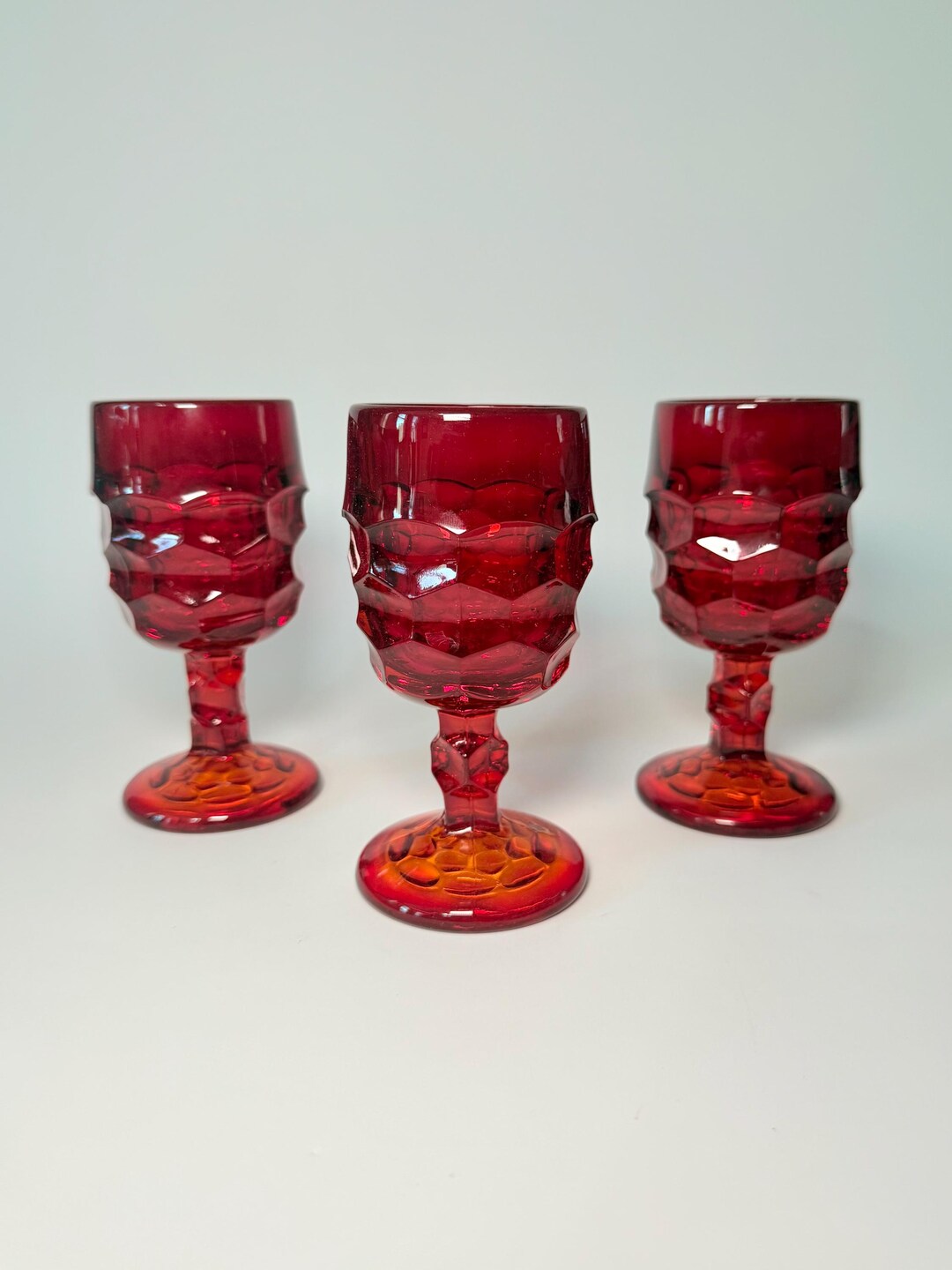 Vintage 1950s Viking Ruby Red & Amberina Georgian 4oz. Wine Glass ...