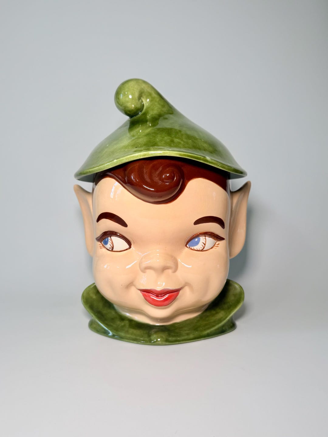 Vintage 1970s Large Holland Mold Pixie Elf Cookie Jar- Hand Painted ...