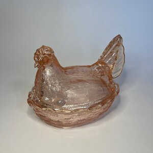 Vintage Pink Glass Hen on Nest- Medium/large Size- Farm Animal Décor ...