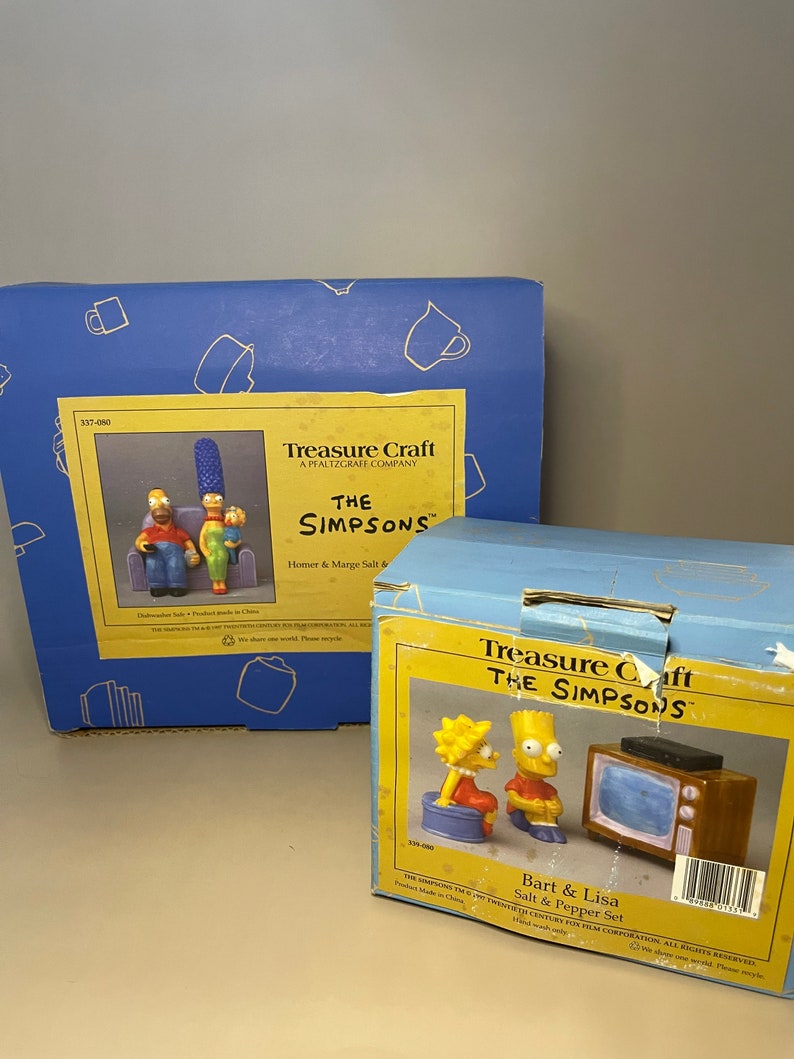 Vintage 1997 the Simpsons Salt & Pepper Shaker Set- 6 Piece MINT ...