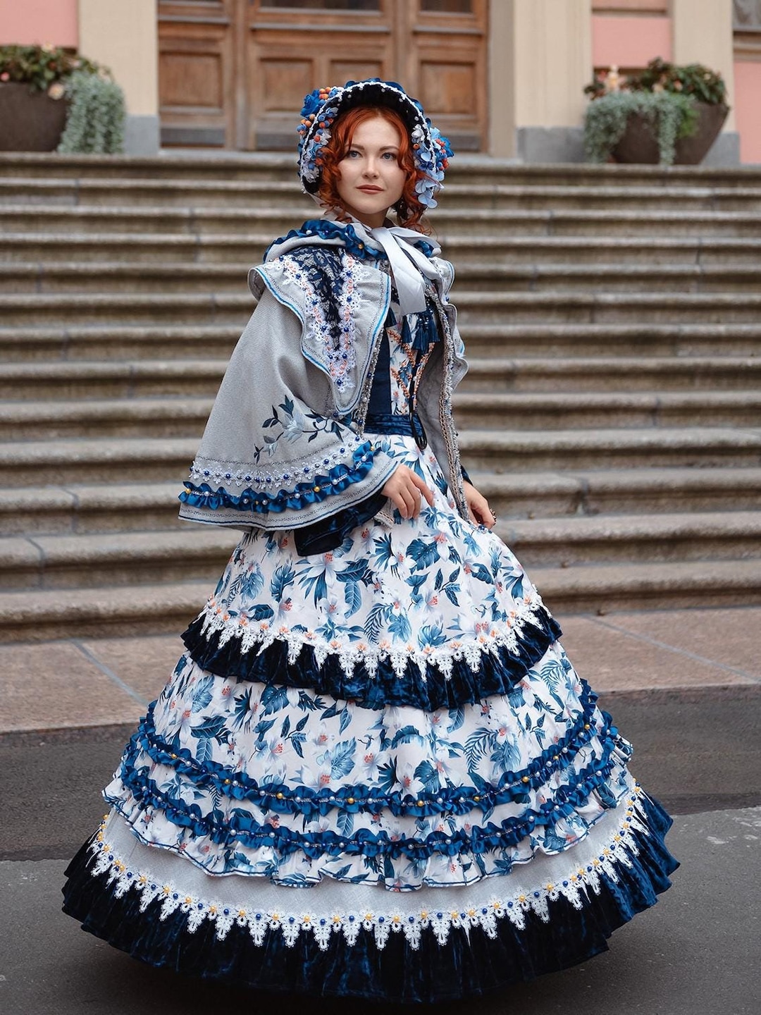 Costume "evening" (dress+cape+bonnet) - Etsy