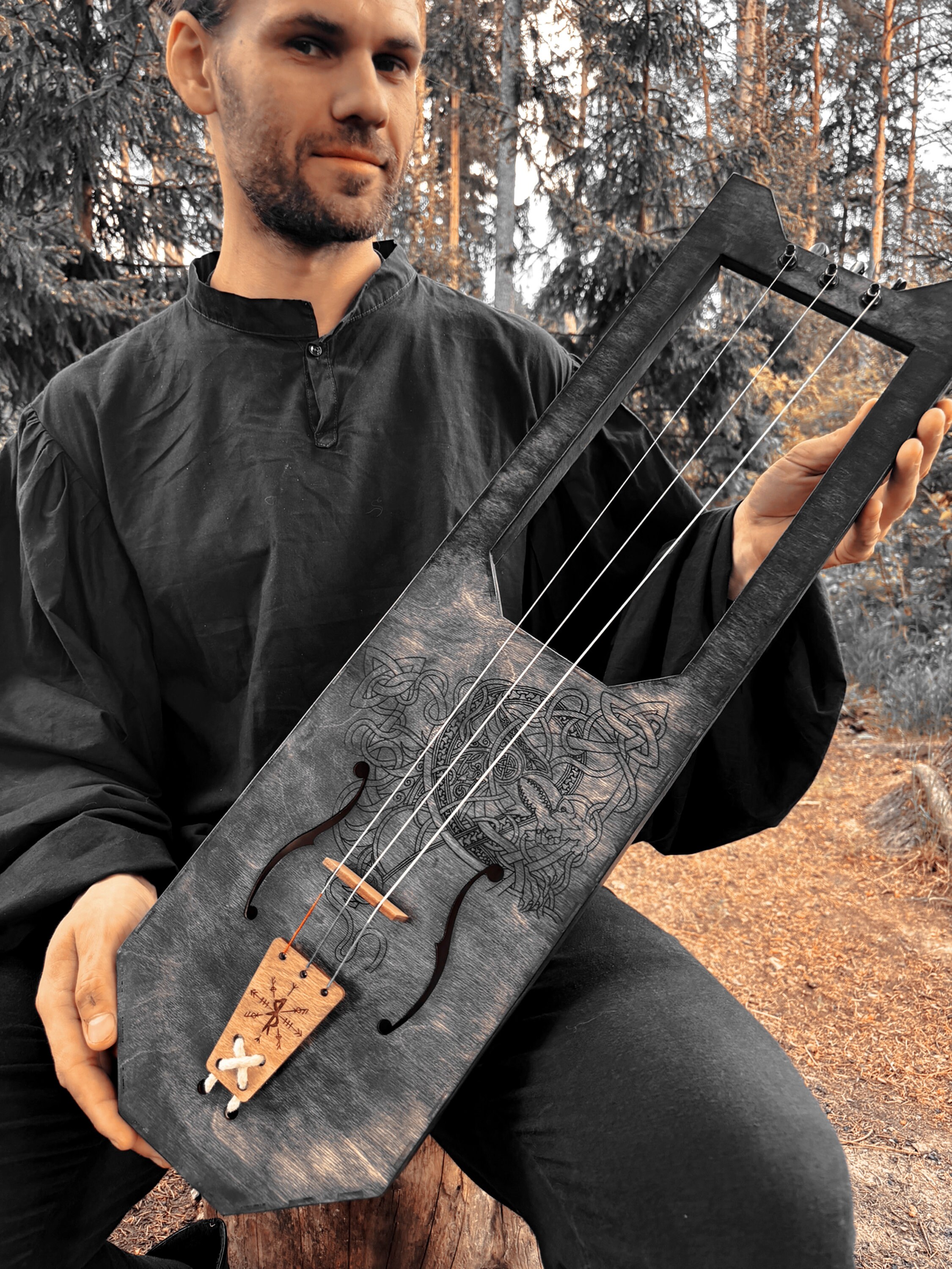 Tagelharpa Gray Fenrir Jouhikko Talharpa Bowed Lyre Medieval Instrument ...