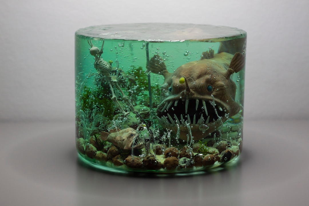 Epoxy Diorama Anglerfish and Skeleton Pole Dance - Etsy