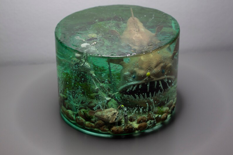 Epoxy Diorama Anglerfish and Skeleton Pole Dance - Etsy
