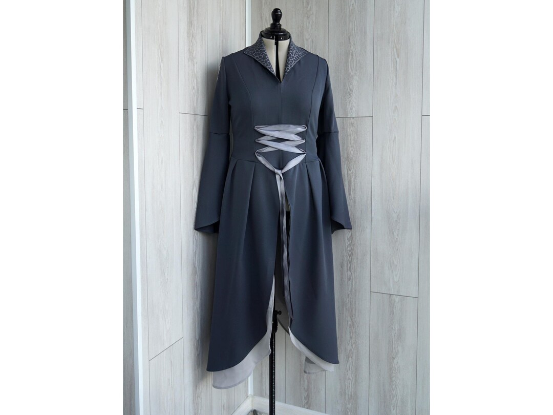 Dark Gray Elven Fantasy Dress Inspired by Arwen Riding Costume LOTR ...